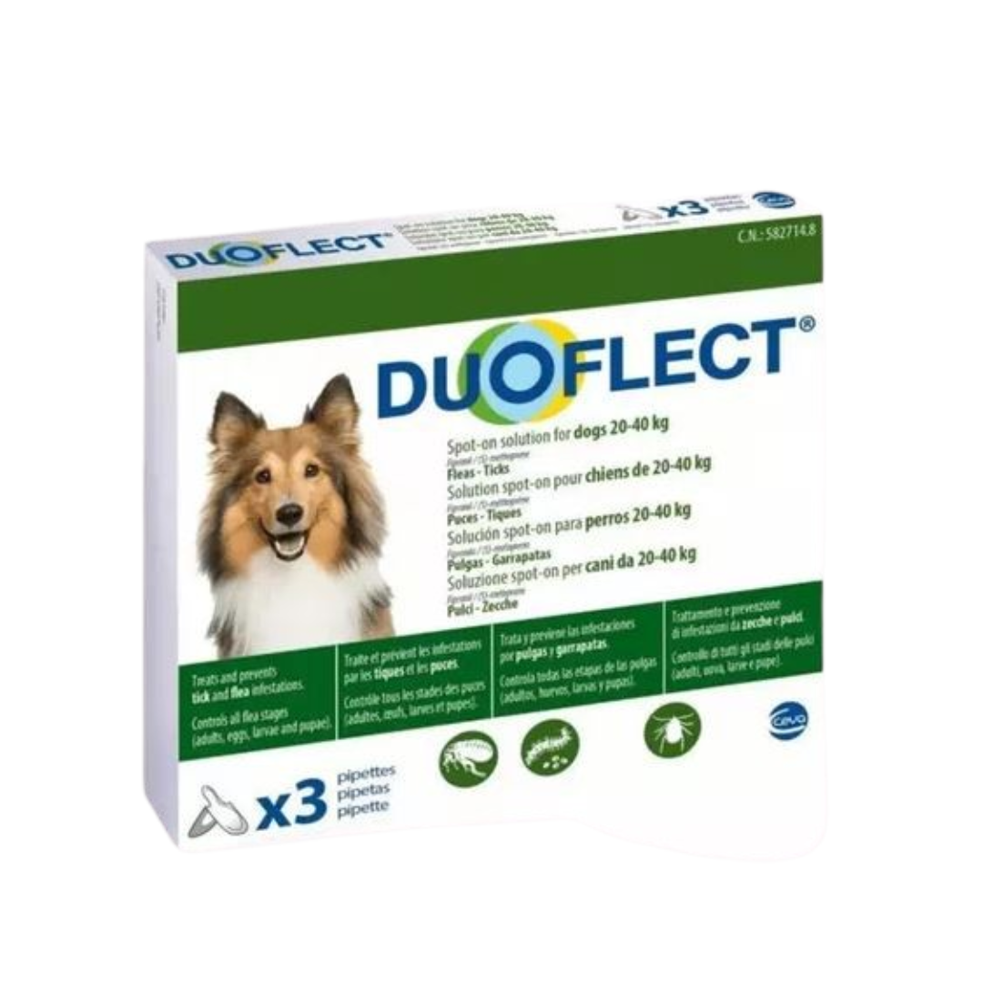 Antiparasitic spot on solution for dogs between 20-40 kg Duoflect, 3 p ...