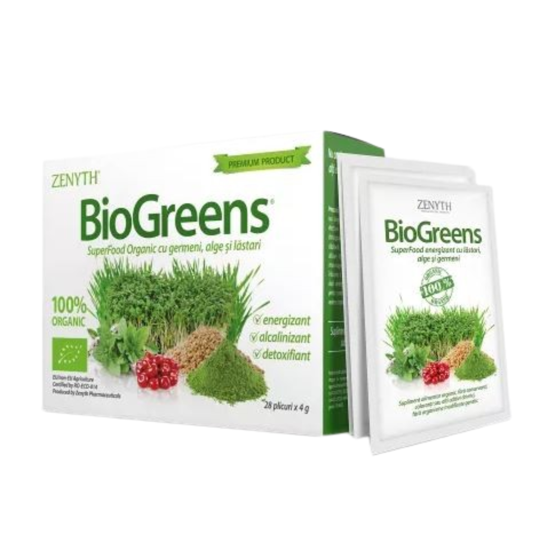 BioGreens SuperFood Organic with sprouts, algae and shoots, 28 sachets ...