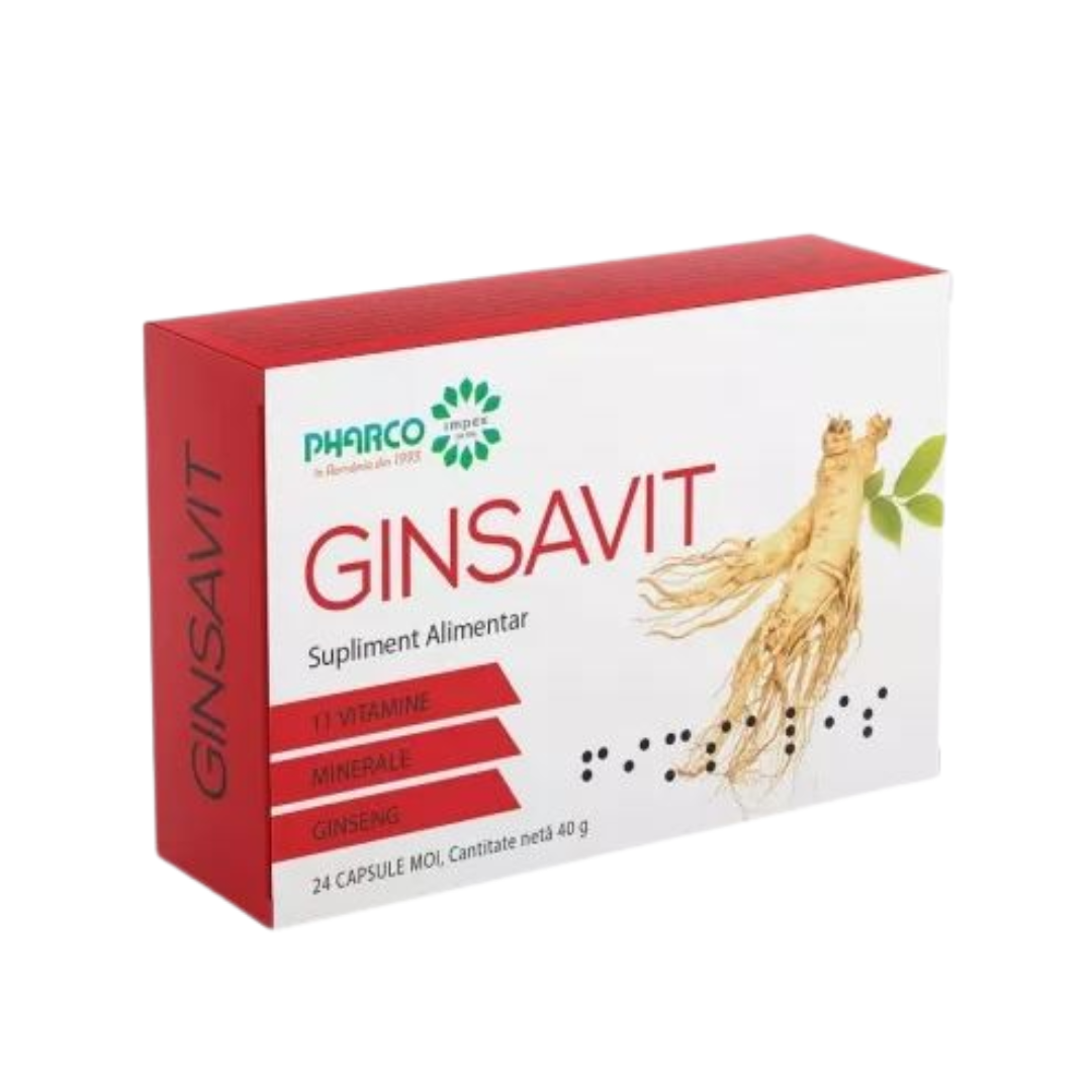 Ginsavit, 24 capsules, states of exhaustion, fatigue, weakness, decrea ...