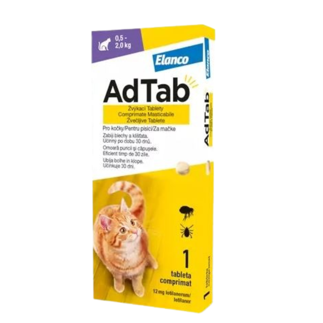 Oral antiparasitic for cats 0.5-2 kg AdTab Cat 12 mg, 1 tablet, Elanco ...