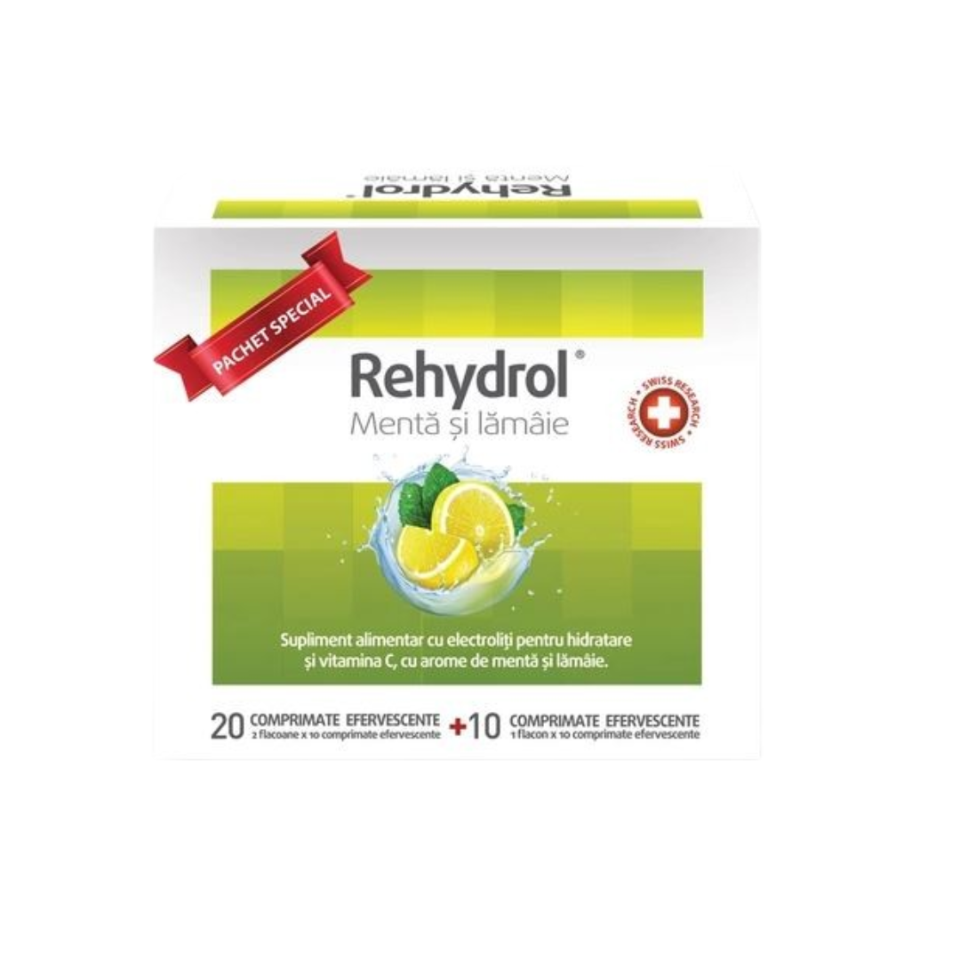 Rehydration salts with mint and lemon Rehydrol, 20 + 10 effervescent t ...
